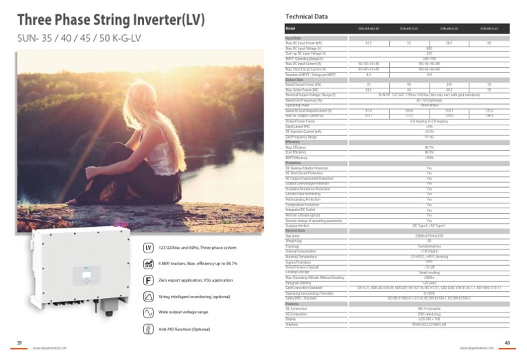Datahseet - Sun-35-G02-40-50k-G-Lv | PDF | Alternating Current | Metrology