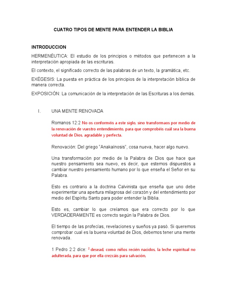 Cuatro Tipos de Mente en la Biblia | PDF