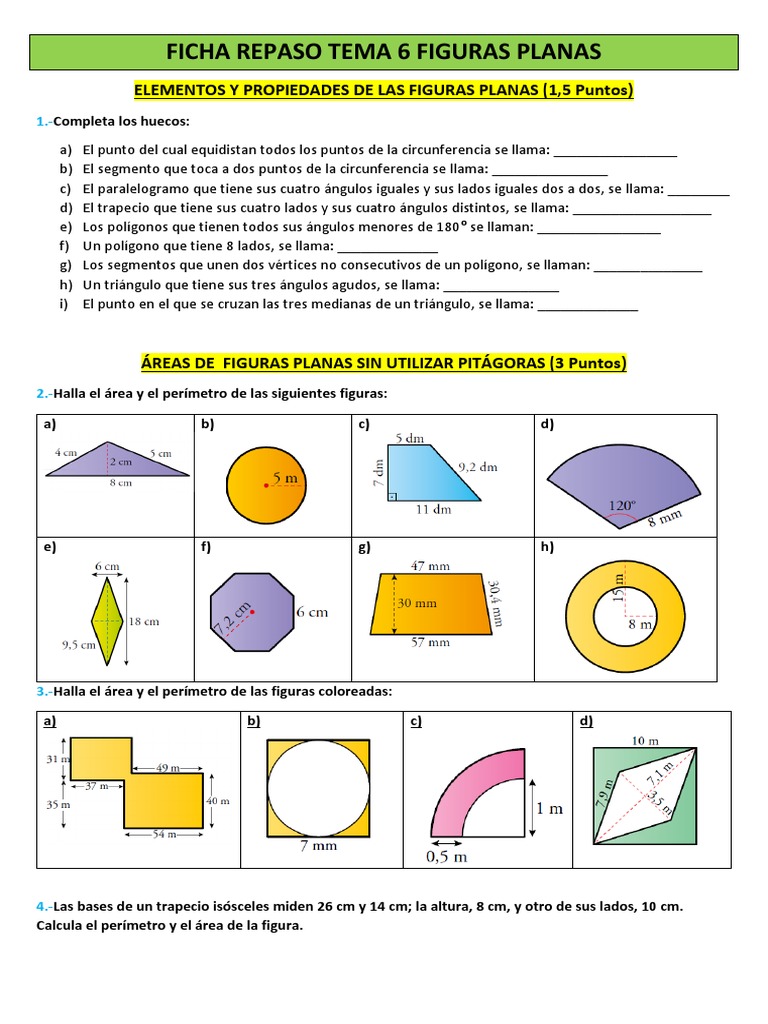Elementos y áreas de figuras planas | PDF | Triángulo | Politopos