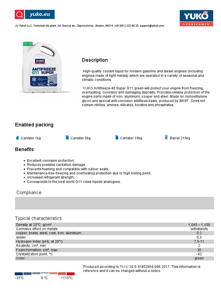 Antifreeze G11 Ficha | PDF | Chemistry | Materials