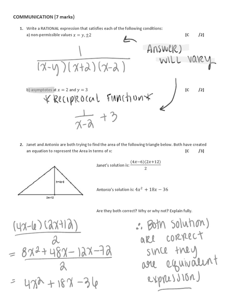 MCR3U Unit 1 Assignment - COMM - Solution | PDF