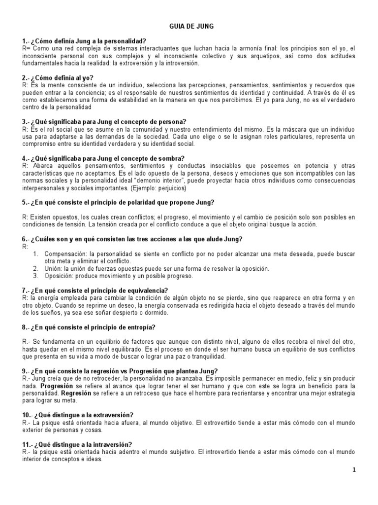 Guia Jung Resuelta | PDF | Carl Jung | Pensamiento