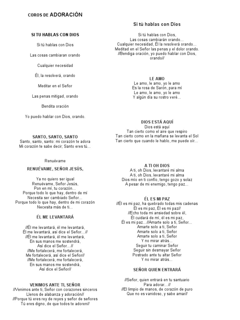 Coros de Adoración | PDF | Oración | Cristo (título)