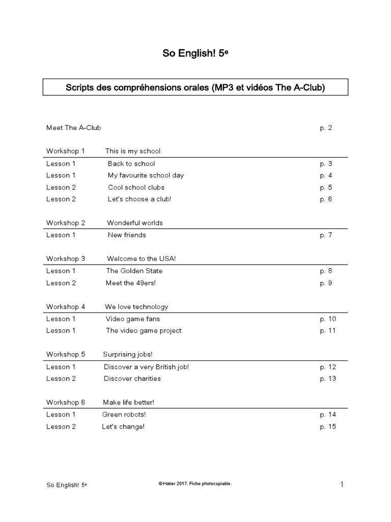 Scripts So English 5e | PDF