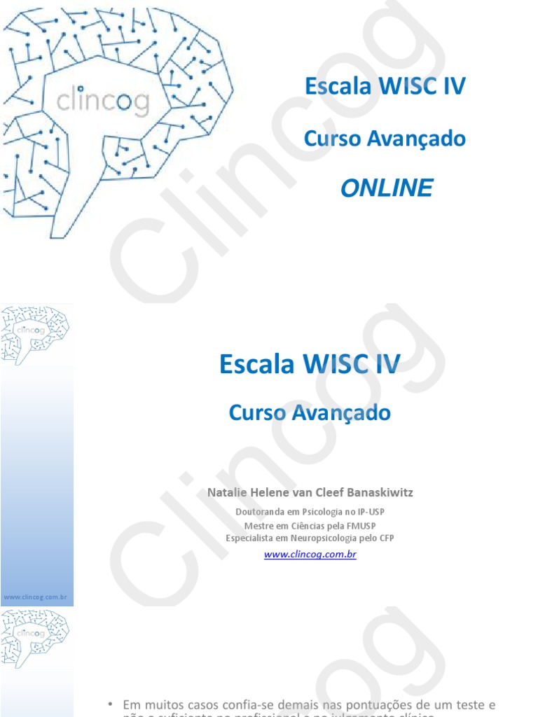 Escala WISC IV: Clincog | PDF | Memória | Conhecimento
