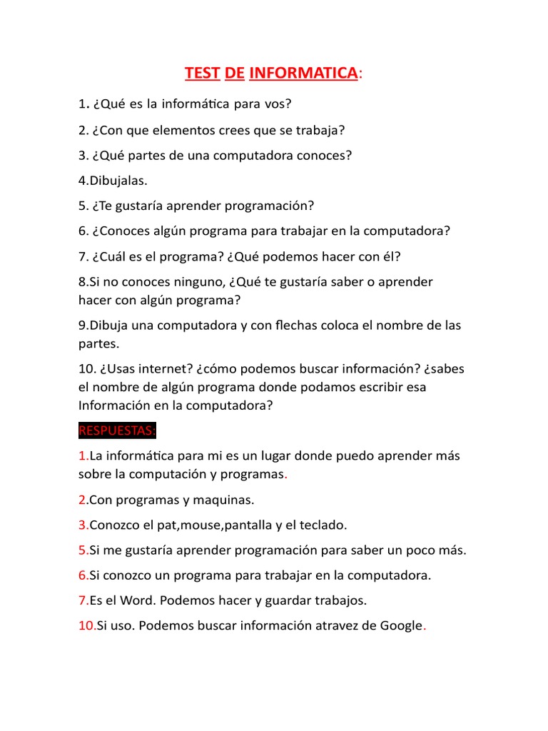 Test de Informatica | PDF