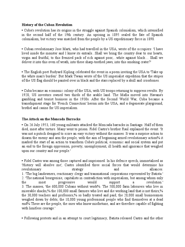 History of The Cuban Revolution | PDF | Fidel Castro | Cuba