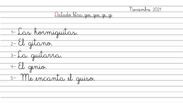 Dictado Letra Gue Gui Ge Gi | PDF | Arte