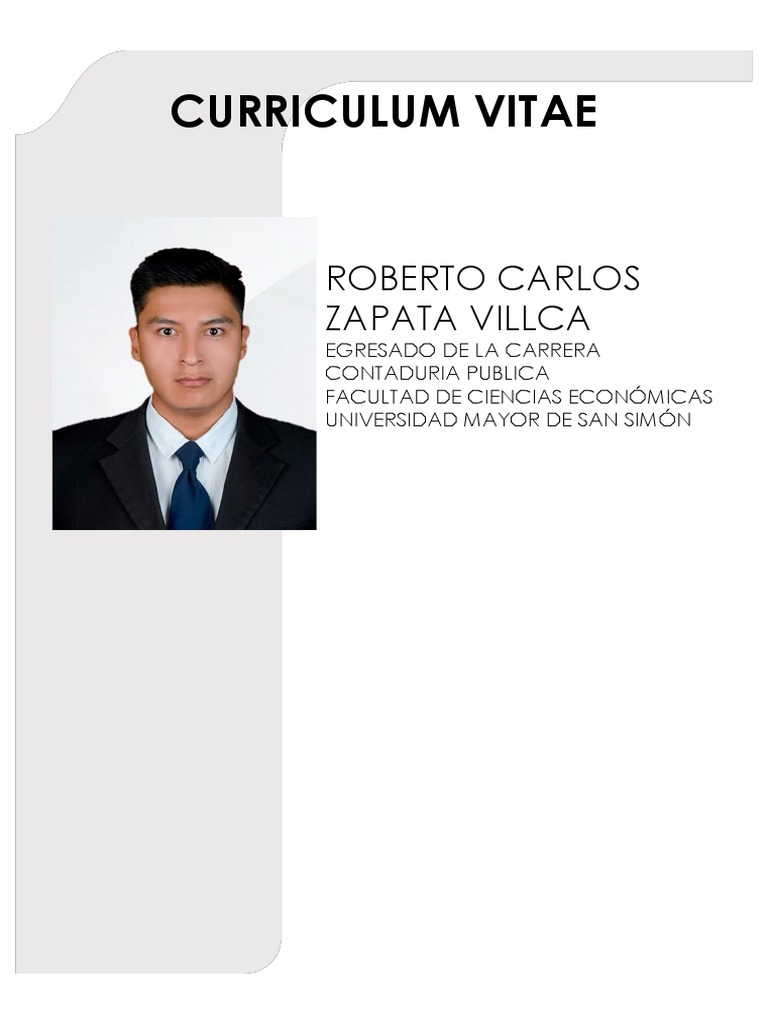Curriculum Vitae: Roberto Carlos Zapata Villca | PDF | Microsoft Office | Contador