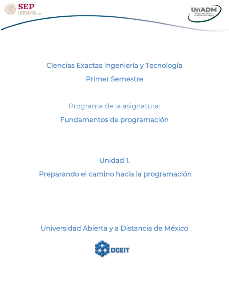 FPR U1 Contenido | PDF | Lenguaje de programación | Algoritmos