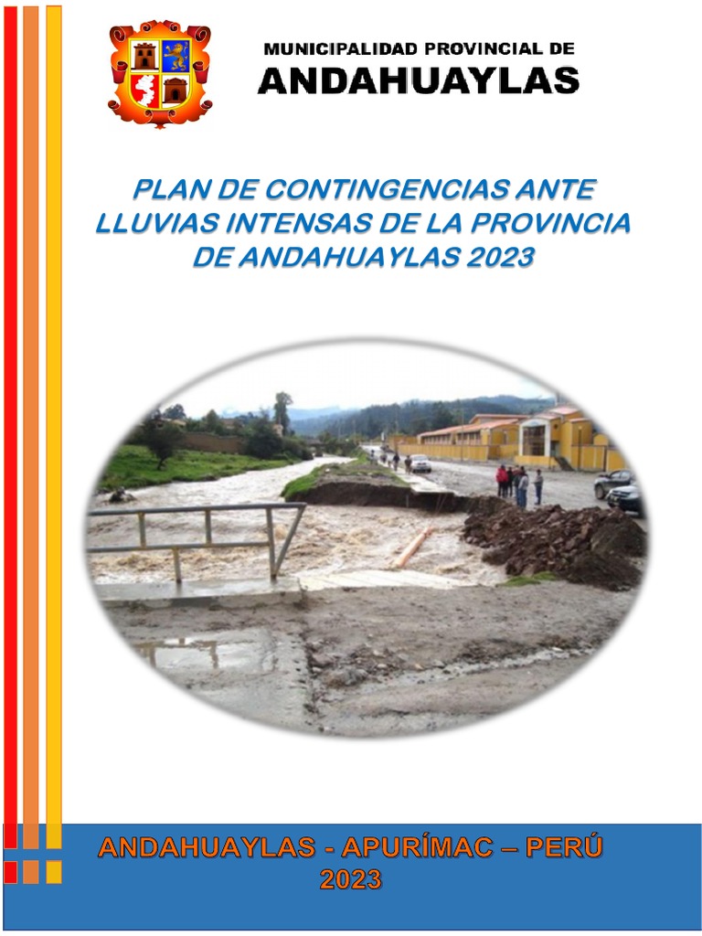 Plan de Contingencias Ante Lluvias Intensas de La Provincia de Andahuaylas 2023 | PDF | Riesgo ...