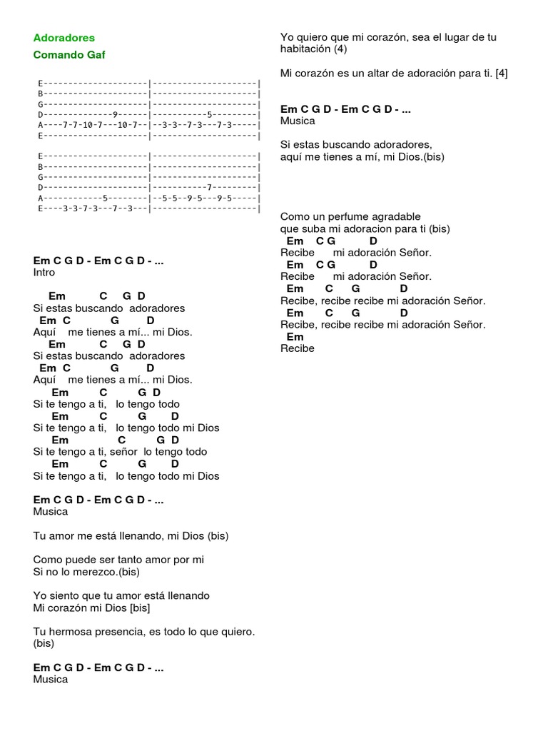 Acordes y Letras de Canciones de Comando Gaf | PDF