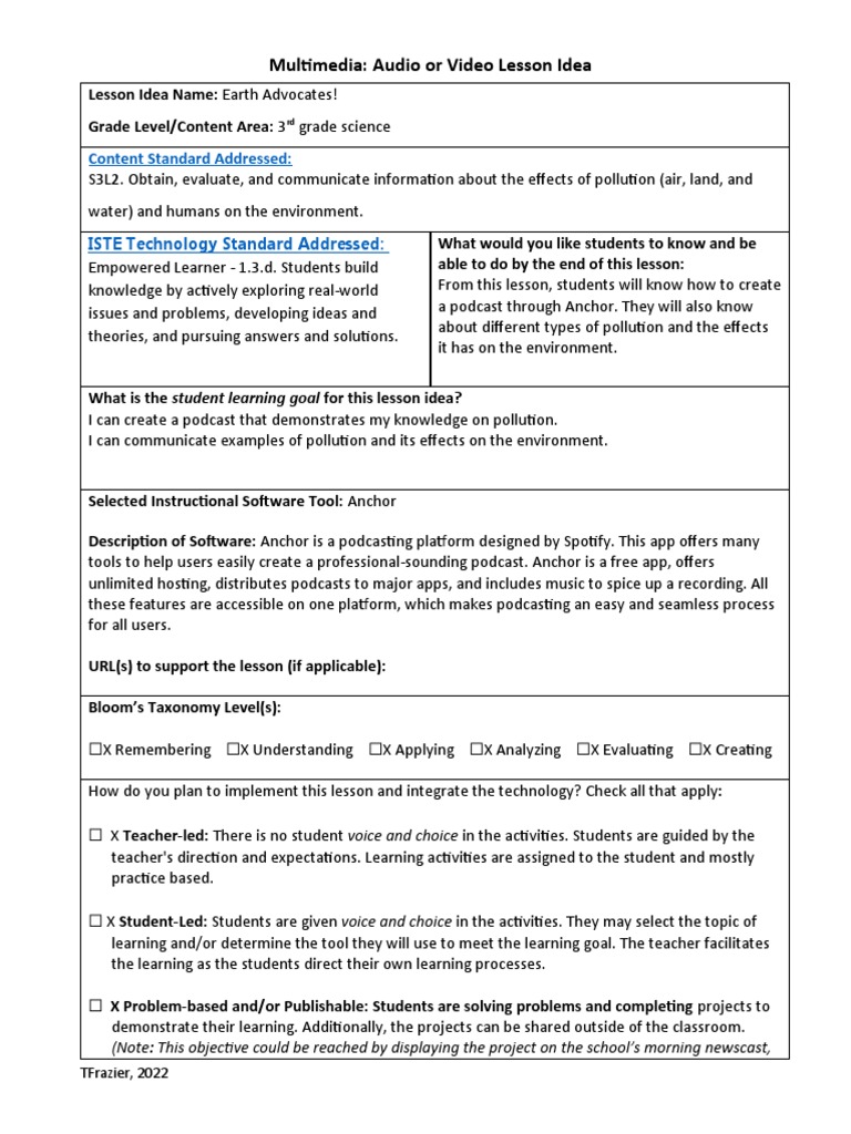 Multimedia Audio Video Lesson Plan 1 | PDF | Multimedia | Podcast