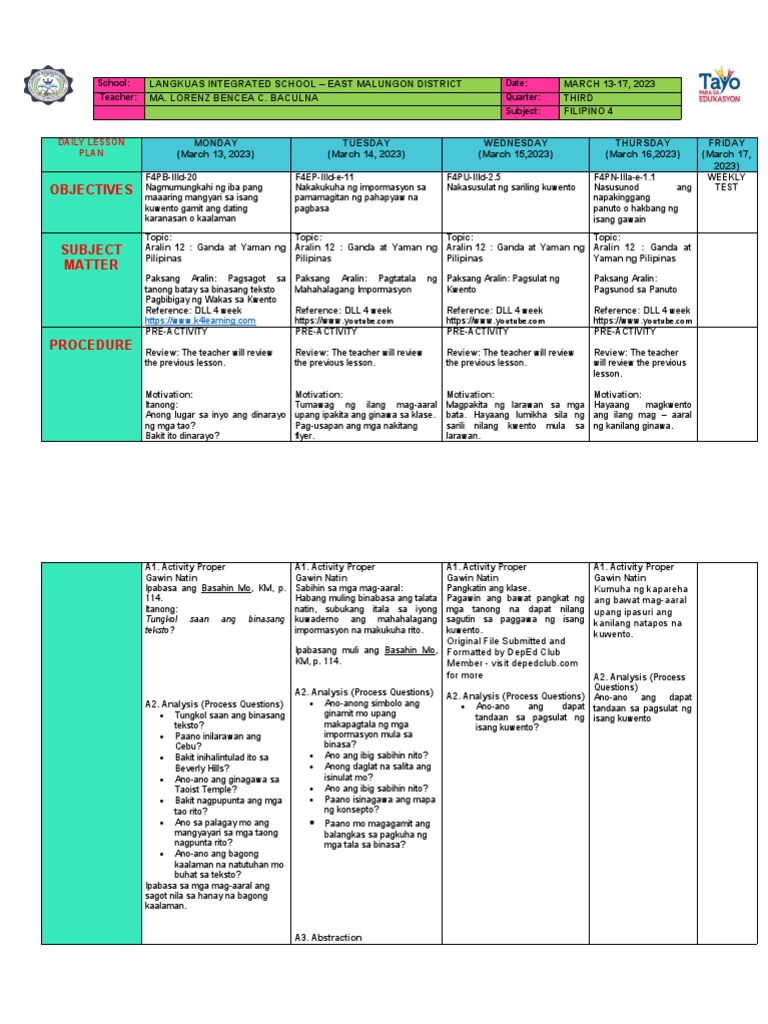 Q3 - Week 5 - Fil 4 | PDF