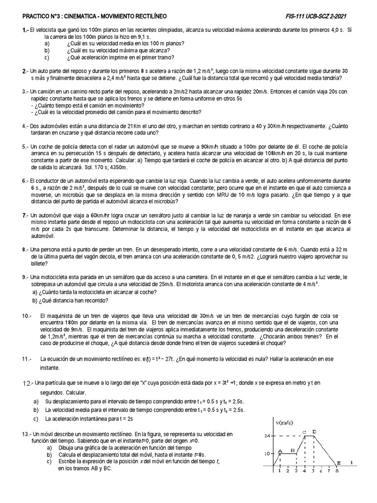 Practico 3 - Cinematica Mru-Mruv | PDF | Velocidad | Aceleración
