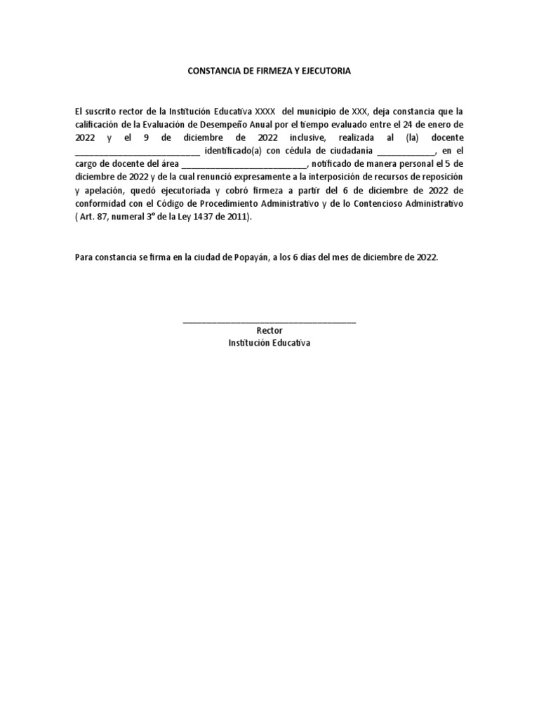 Constancia de Firmeza y Ejecutoria | PDF