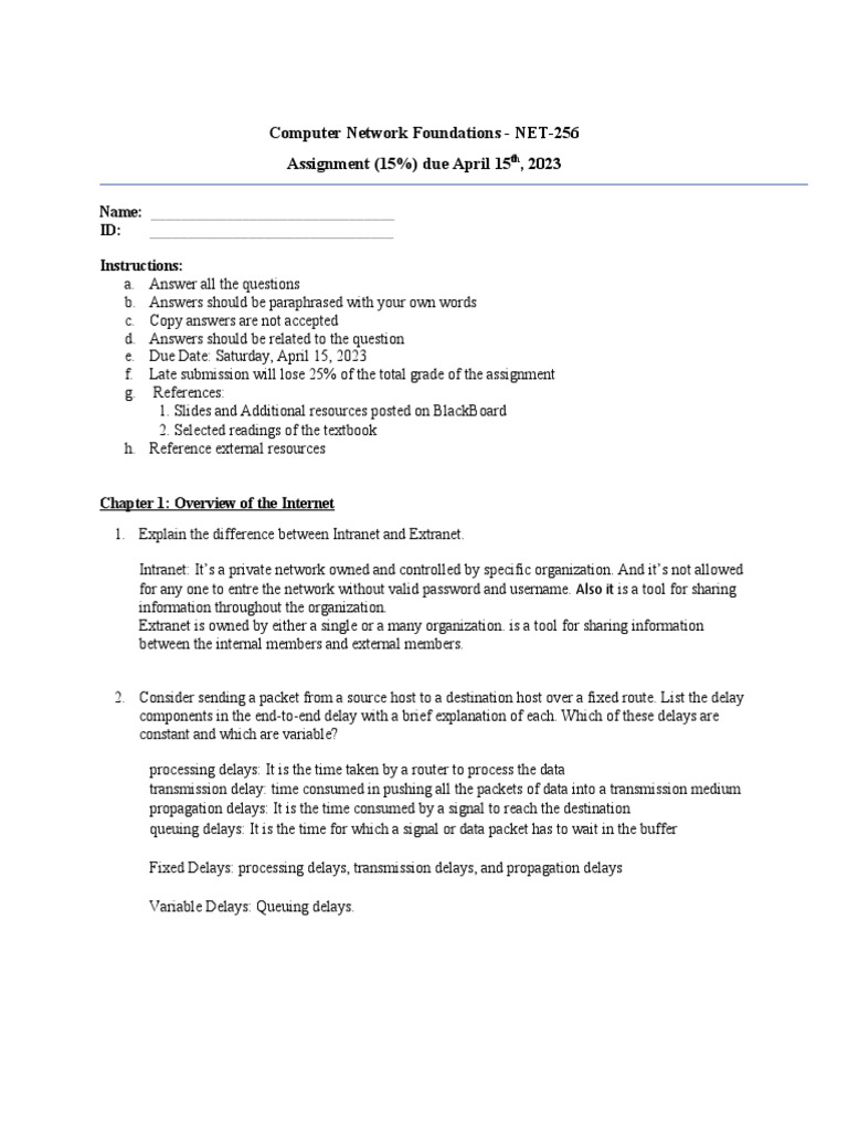 NET 256 Assignment | PDF | Internet Protocols | Osi Model