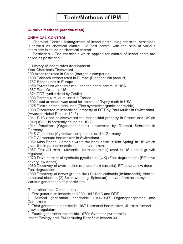 IPM Tools and Chemical Control Methods | PDF | Insecticide | Pesticide
