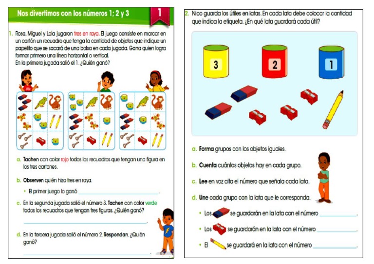 CONOCEMOS LOS NUMEROS 1,2,3-Matemat. 1° Grado | PDF