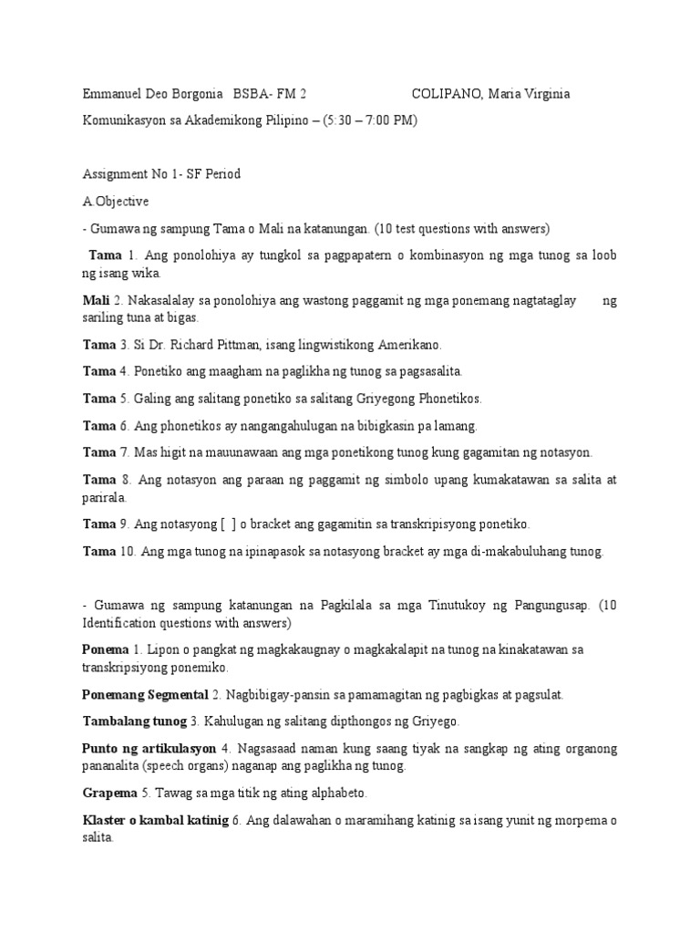 Emmanuel Deo Borgonia BSBA | PDF