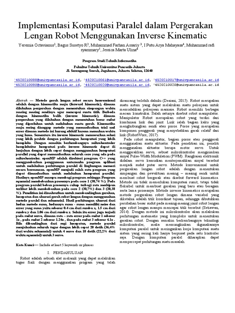 Kelompok 5 - Implementasi Komputasi Paralel Dalam Pergerakan Lengan ...