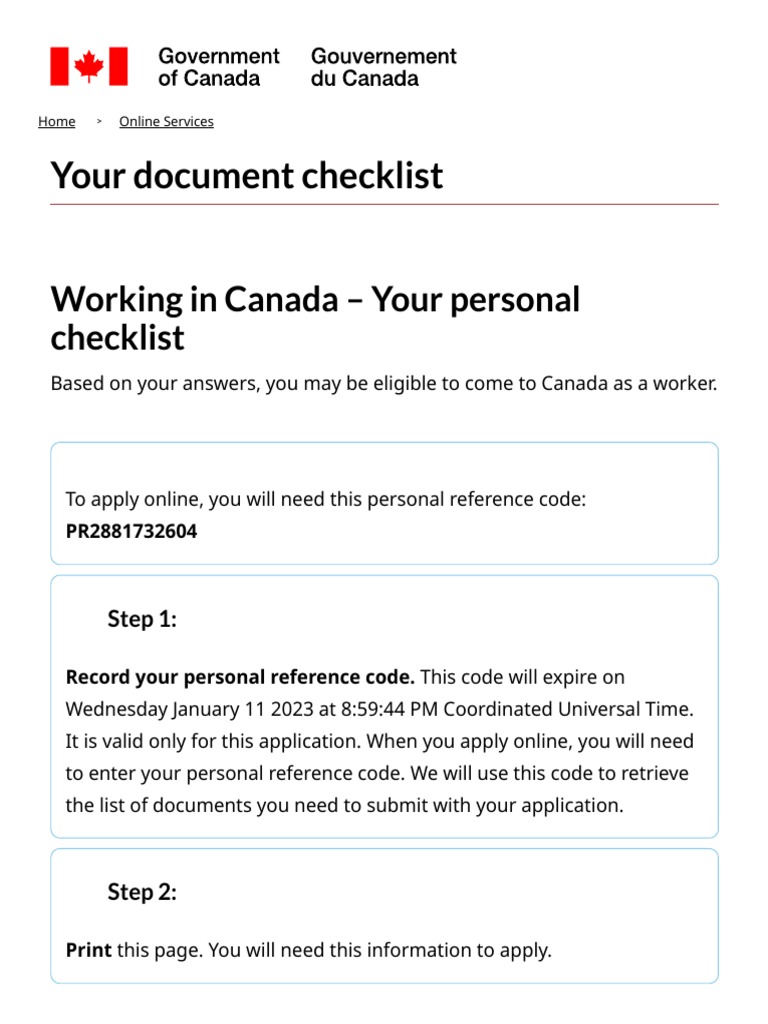 Your Document Checklist - Immigration, Refugees and Citizenship Canada ...