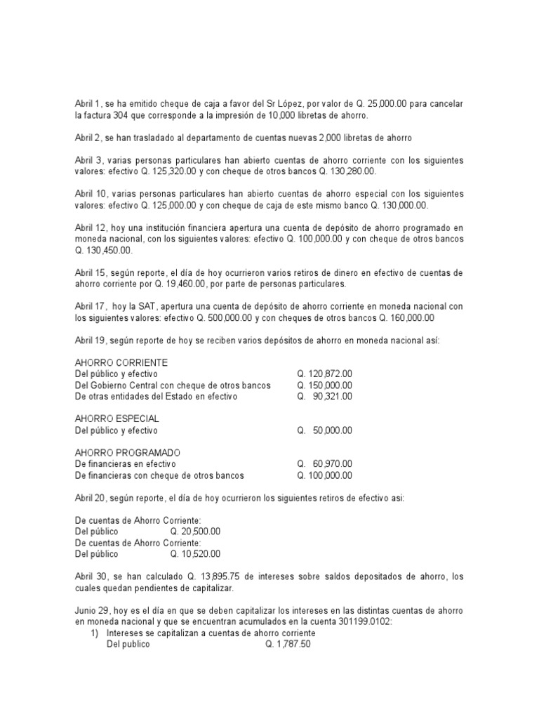Cuestionario y Ejercicios | PDF | Moneda | Bancos