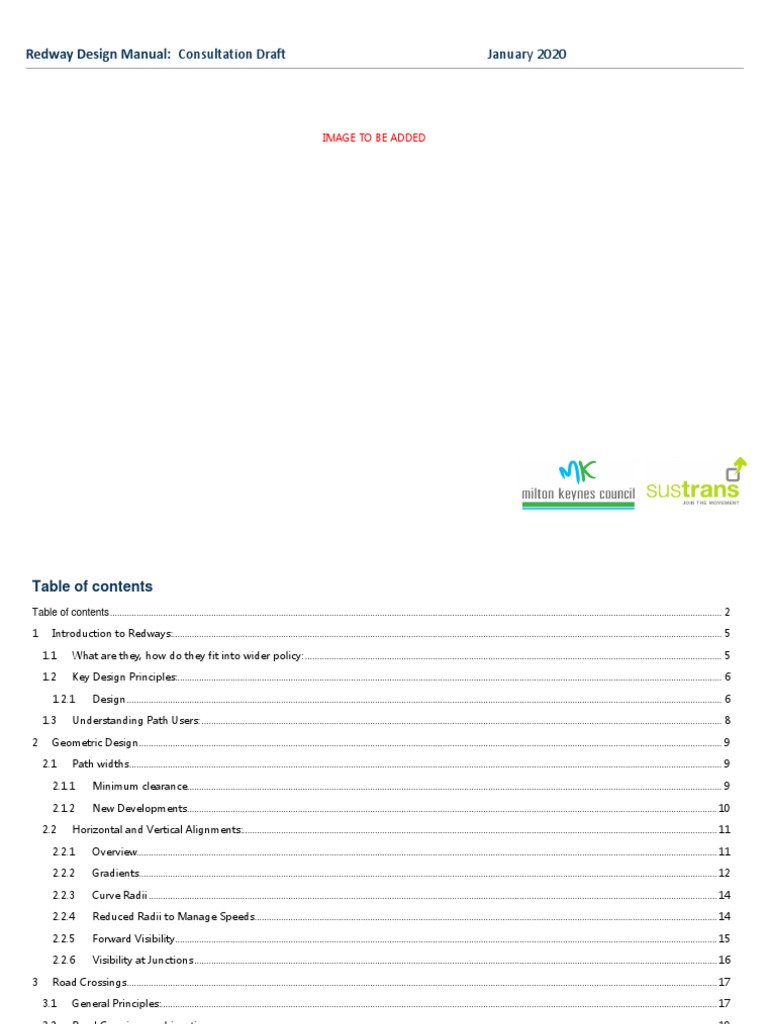 Redway Design Manual Consultation Draft | PDF | Road | Cycling ...