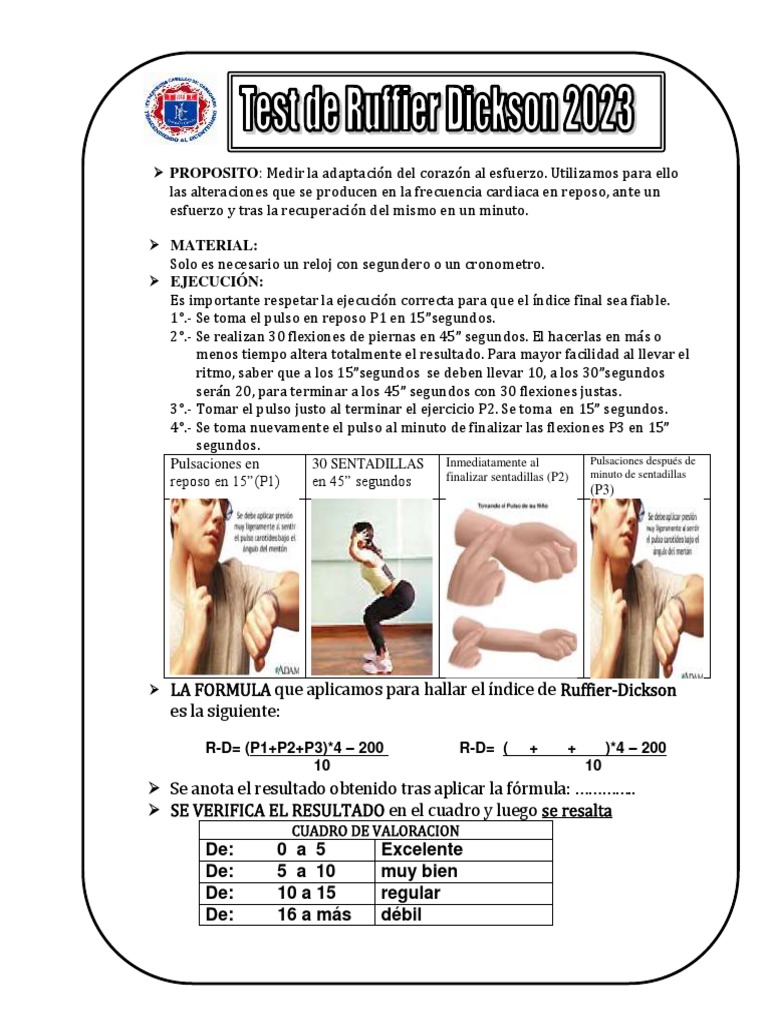 Test de Ruffier e Imc 2023 Estudiante | PDF