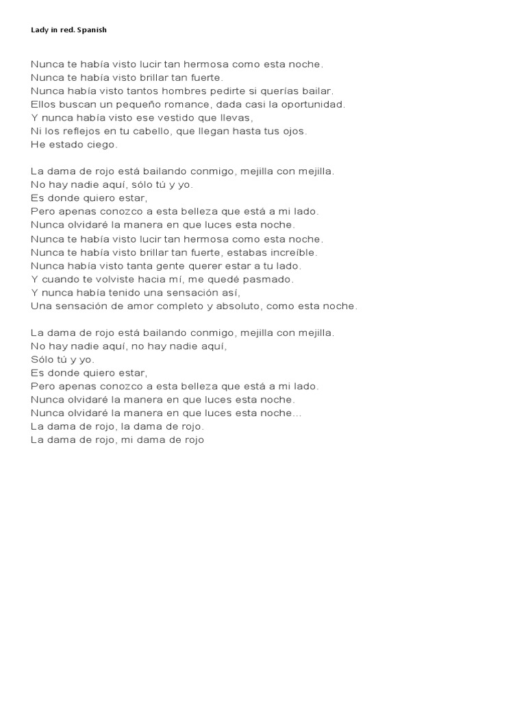 Lady in Red Spanish | PDF