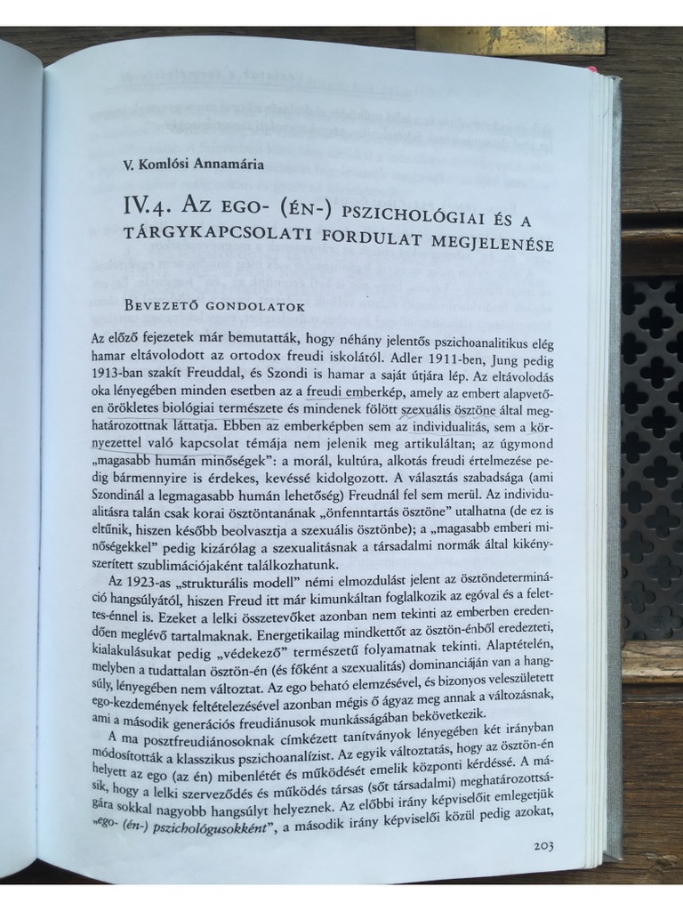 V. Komlósi A. 2007 Az Ego Én Pszichológiai És A Tárgykapcsolati Fordulat Megjelenése. in ...