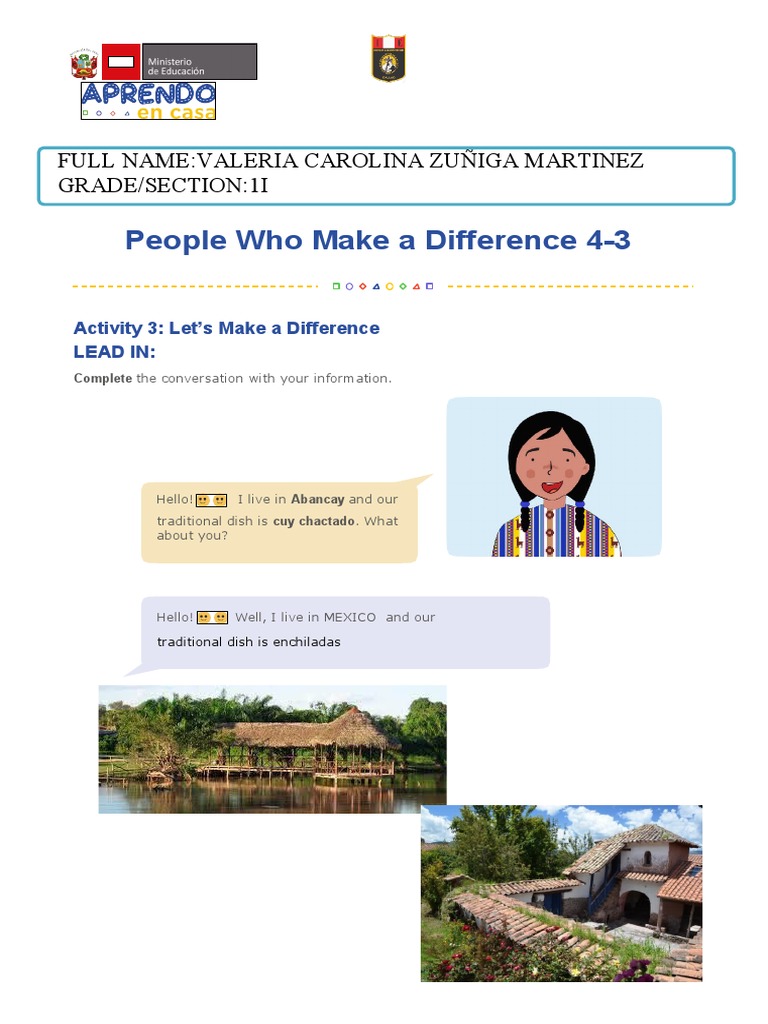 Aprendo en casa activity 4-3 PEOPLE WHO MAKE A DIFFERENCE (1) (1) | PDF