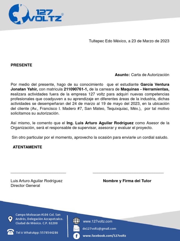 Cartas de Autorizacion | PDF