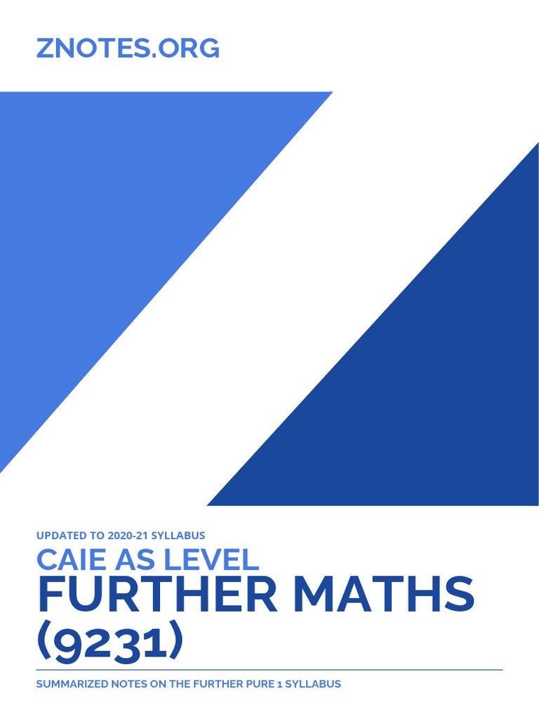 Caie As Level Further Maths 9231 Further Pure 1 v1 | PDF | Asymptote ... Caie As Level Further Maths 9231 Further Pure 1 v1 | PDF | Asymptote ...