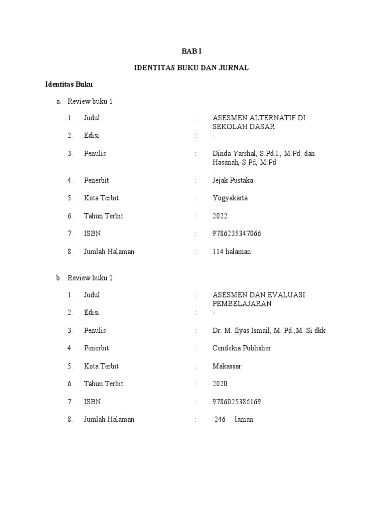 Identitas Buku Dan Jurnal | PDF