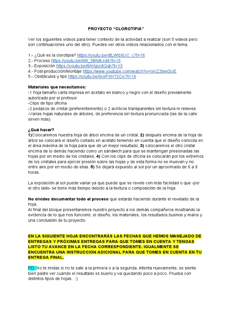 PROYECTO “CLOROTIPIA” | PDF
