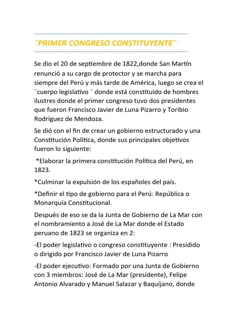Primer Congreso Constituyente | PDF | Comunidad andina | Perú