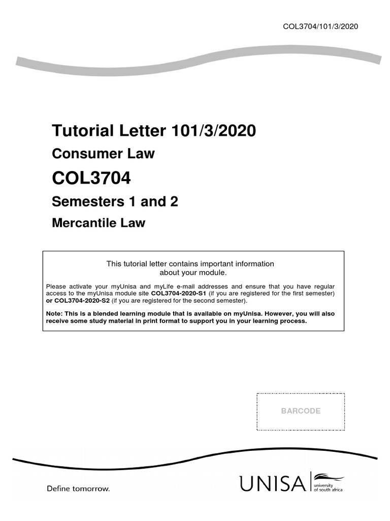 Consumer Law Tutorial Letter 101 | PDF | Libraries | Books