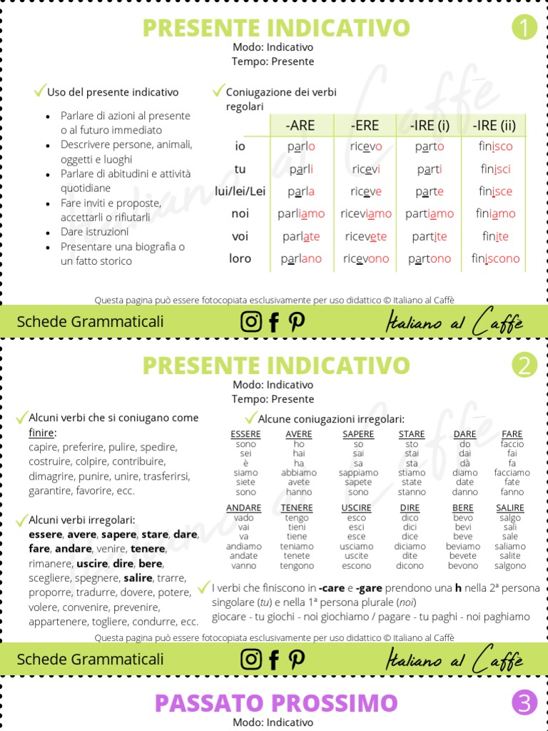 Tempos Verbais em Italiano | PDF