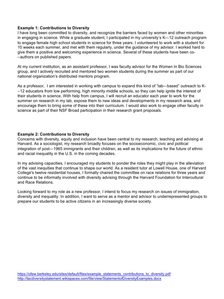 Sample Academic Diversity Statements | PDF | Mathematics | Mentorship