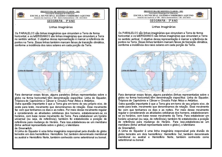 Geografia - 5º Ano Linhas Imaginárias Geografia - 5º Ano Linhas ...