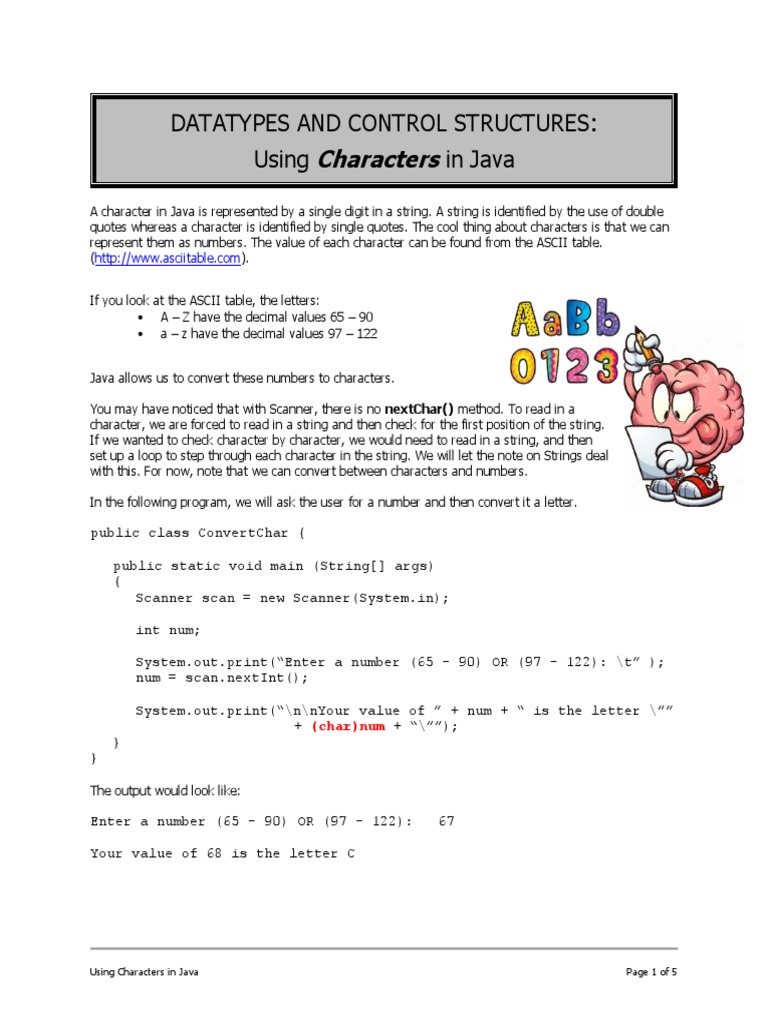 Lesson - 1 - Characters | PDF | Letter Case | Boolean Data Type
