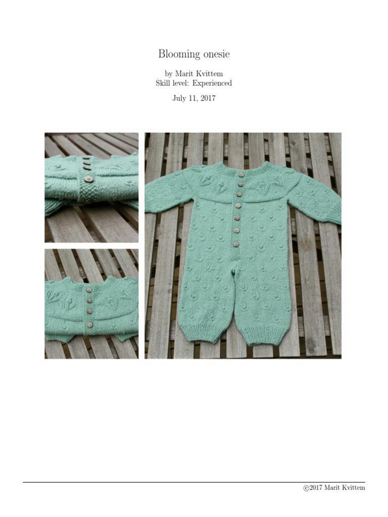 Blooming Onesie v1.0 | PDF | Knitting | Gauge (Knitting)
