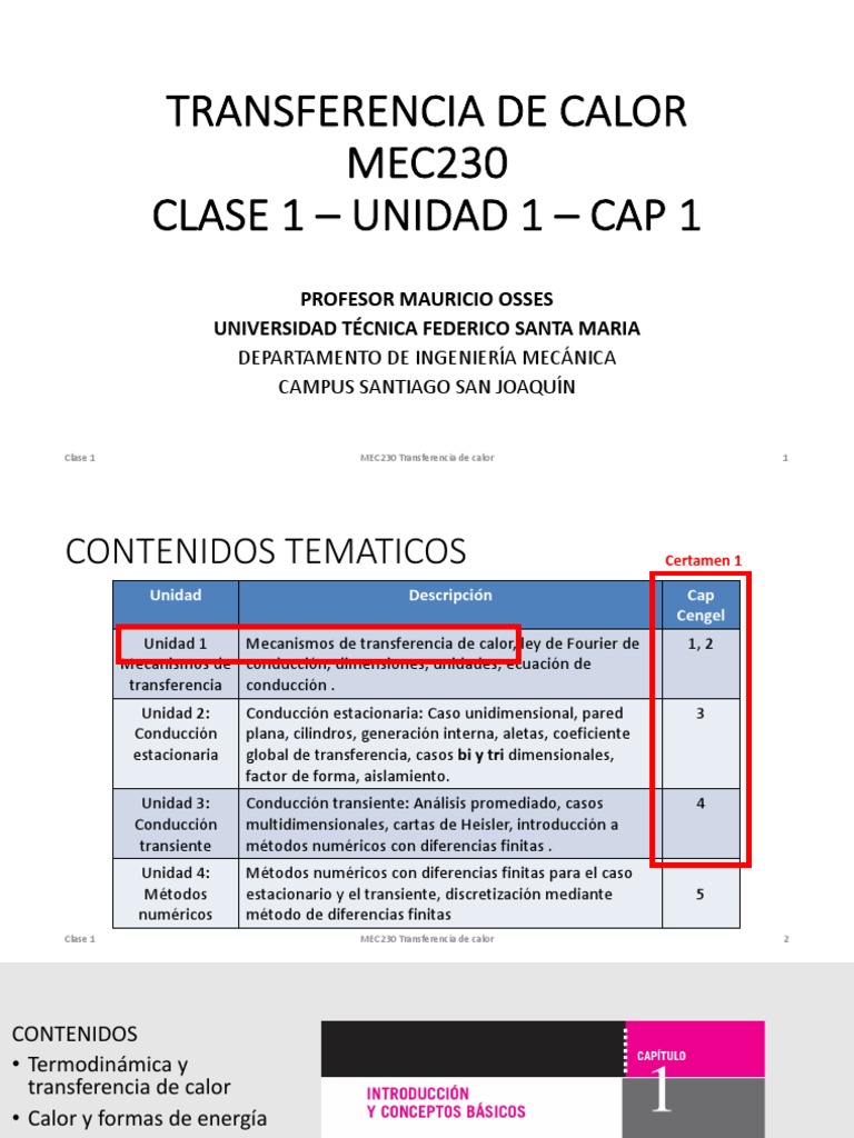MEC230 Clase 1 | PDF | Calor | Conduccion termica