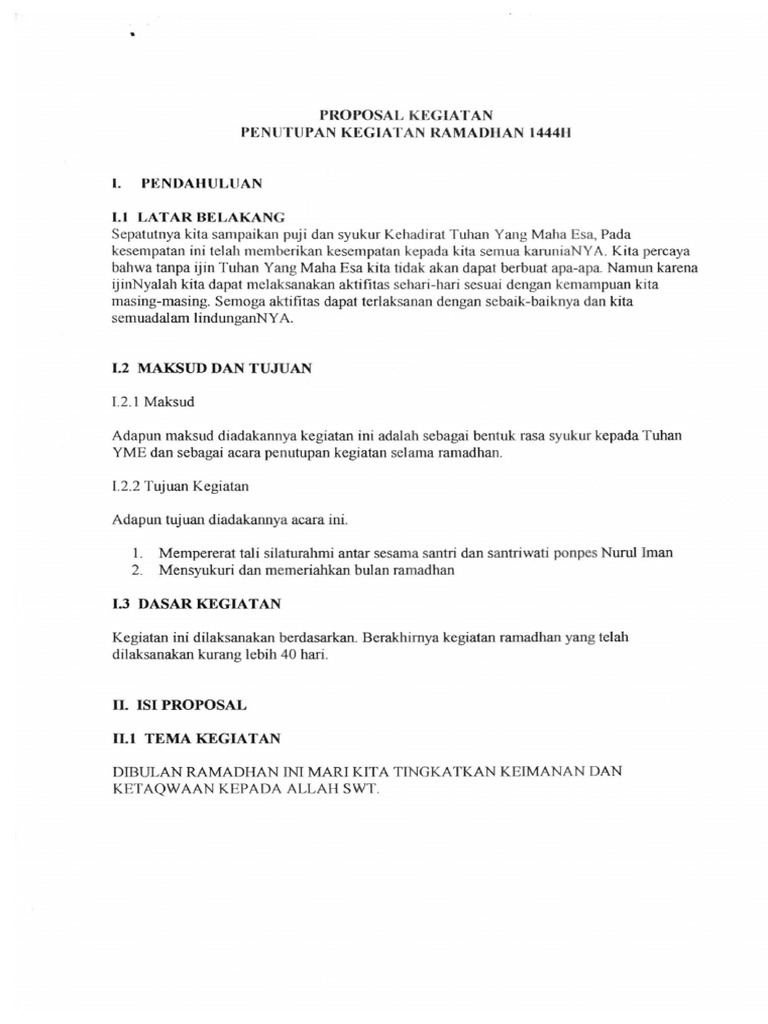 PROPOSAL KEGIATAN RAMADHAN | PDF