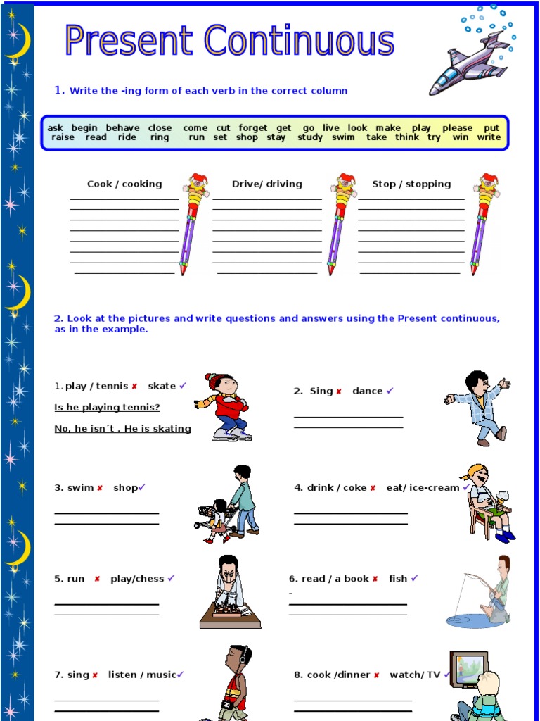 Continuous Tense Practice Exercises | PDF