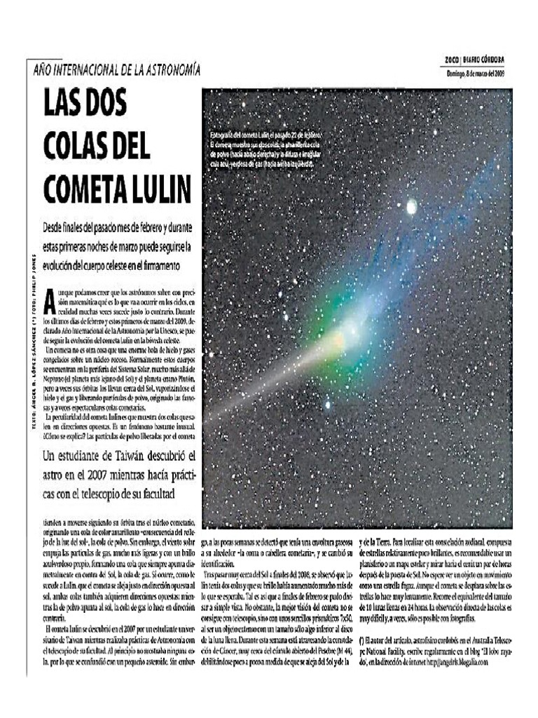 Las Dos Colas Del Cometa Lulin | PDF