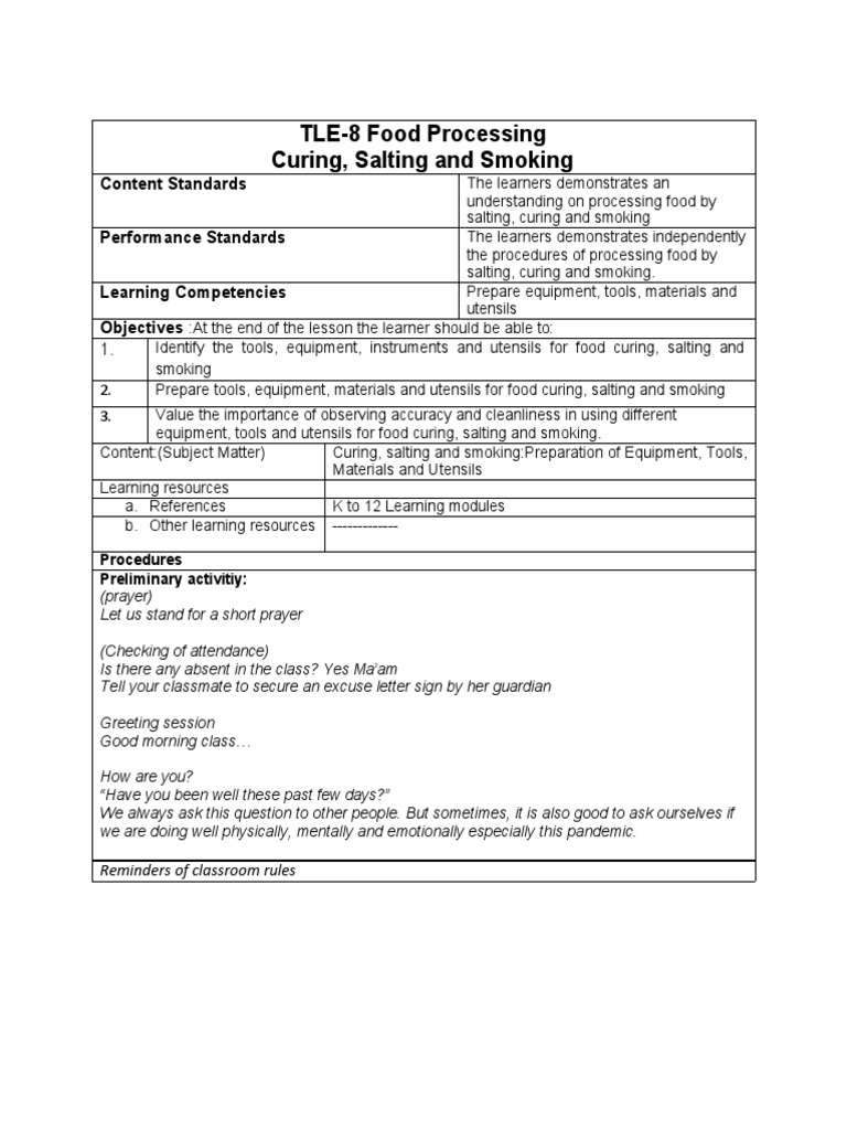 Food Processing Curing, Salting and Smoking | PDF | Curing (Food ...