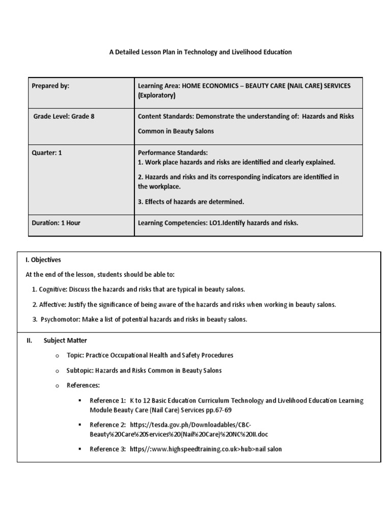 Demonstrate The Understanding of Hazards and Risks Common in Beauty ...