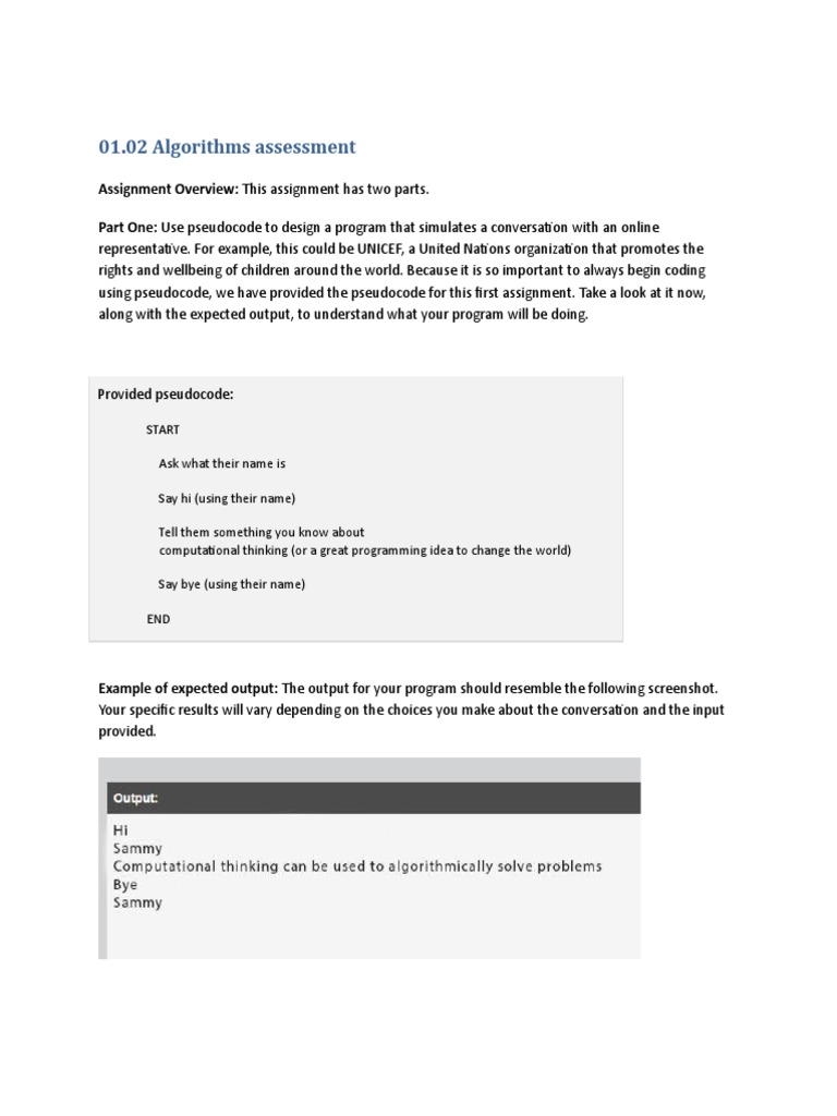 01 02 Algorithms Assessment | PDF | Algorithms | Computer Simulation 01 02 Algorithms Assessment | PDF | Algorithms | Computer Simulation